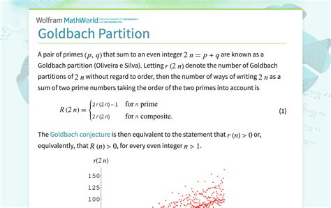 Goldbach Partition From Wolfram Mathworld