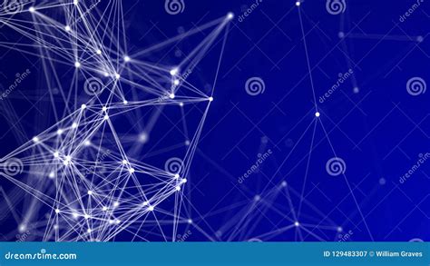 Networking And Technology Background Deep Blue Gradient With White Nodes And Lines Stock