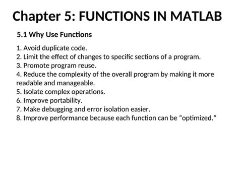 Lecture 5 Function In Matlab How To Use Mathlab Ppt