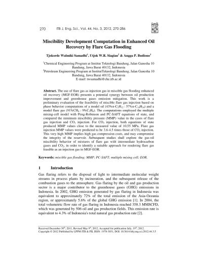 view of miscibility development computation in enhanced oil recovery by
