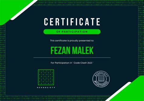 Fezan Malek On Linkedin Perticipation Certificate Of Code Clash
