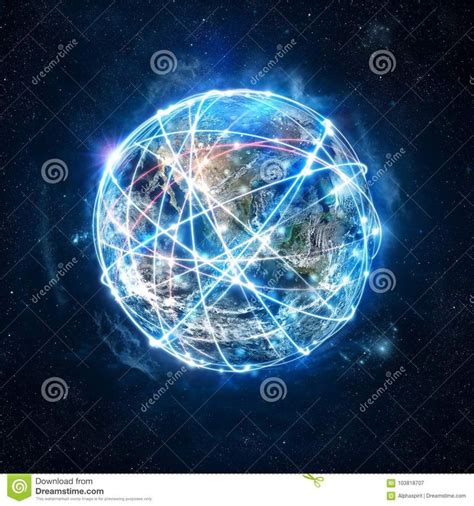 Concept Of Global Internet Connection Network World Provided By Nasa Stock Image Image Of