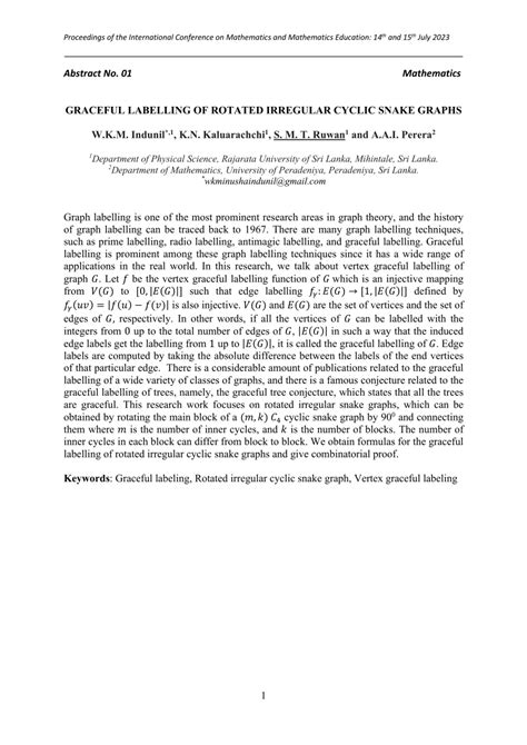 Pdf Graceful Labelling Of Rotated Irregular Cyclic Snake Graphs
