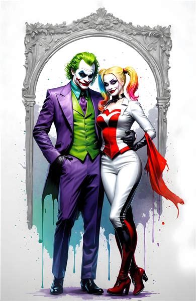هارلی کویین و جوکر تصویرسازی با کیفیت عکس با کیفیت و وکتور لایه باز