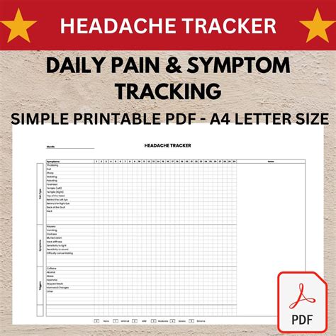 Headache Tracker Printable Pdf Worksheet Migraine Tracker Chronic