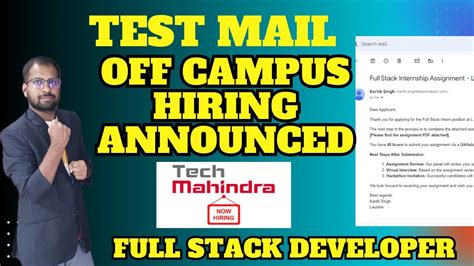 Off Campus Hiring Announced Test Emails Sending Full Stack Developer Job Freshers Apply
