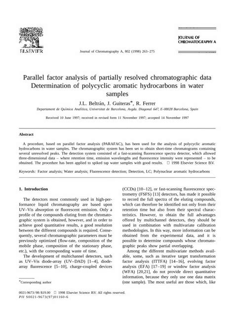 Pdf Parallel Factor Analysis Of Partially Resolved Chromatographic