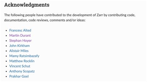 Update Or Automate Acknowledgements · Issue 804 · Zarr Developers