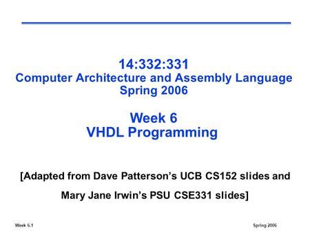 331 W05 1Fall 332 331 Computer Architecture And Assembly Language Fall