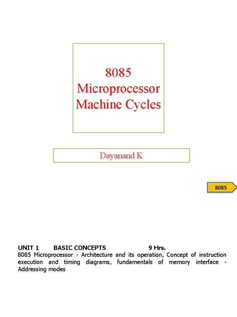 8085 Microprocessor Machine Cycles Dayanand K Download Free Pdf