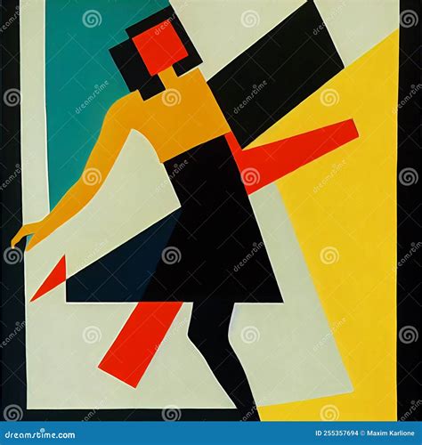 Art In The Style Of Suprematism Woman Dances Stock Illustration