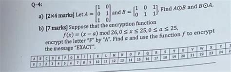 solved q 4 a [2×4 marks let a ⎣⎡101010⎦⎤ and b [100111]