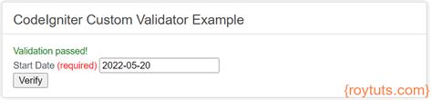 Custom Validation Example In Codeigniter 3 Roy Tutorials