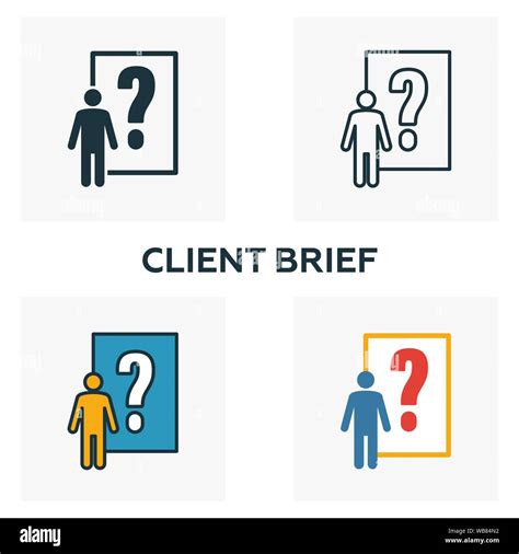 Client Brief Icon Set Four Elements In Diferent Styles From Advertising Icons Collection