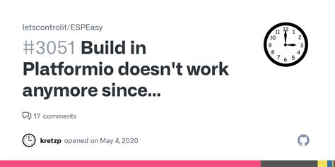 Build In Platformio Doesn T Work Anymore Since Today Tested On Clean Clone From Repo Issue