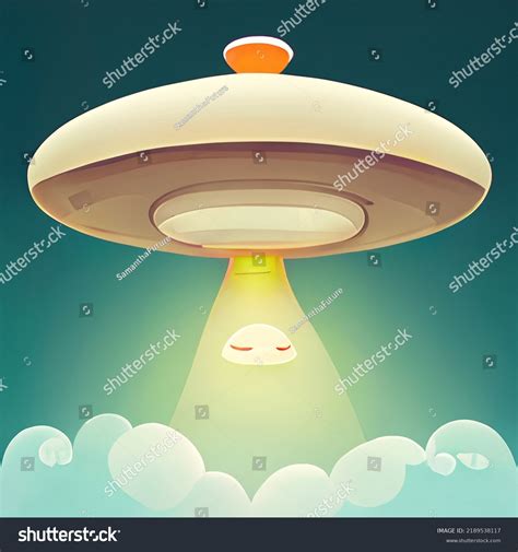 Ufo Spaceship Alien Beam Light Descending Stock Illustration 2189538117 Shutterstock