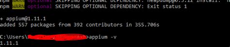 Node Js Appium Version Is Not Displayed When It Is Installed From GitHub But Displayed When