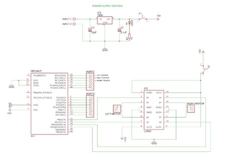 Line Follower Robot Circuit Diagram Using Atmega16