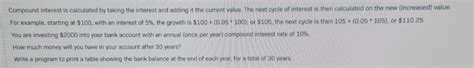 Solved Compound Interest Is Calculated By Taking The Chegg