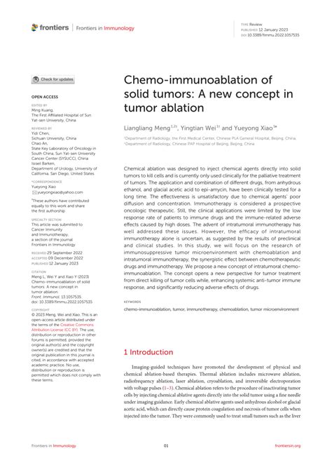 Pdf Chemo Immunoablation Of Solid Tumors A New Concept In Tumor Ablation