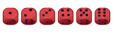 Premium Vector Set Of Red Realistic Cubic Dices With Different
