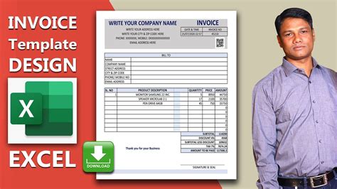 How To Create Invoice Bill In MS Excel Invoice Design Xls Free Excel Receipt Template