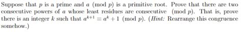Suppose That P Is A Prime And A Modp Is A Primitive Chegg