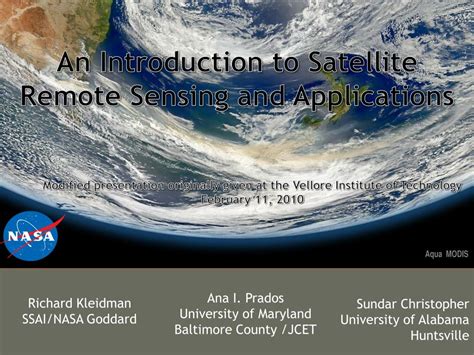 Ppt An Introduction To Satellite Remote Sensing And Applications