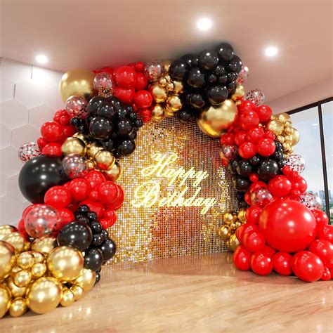 Adoinby Kit De Arco De Globos Rojos Negros Y Dorados Kit
