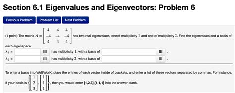 solved section 6 1 eigenvalues and eigenvectors problem 6