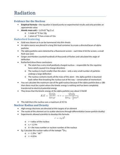 Aqa Physics A Level Radioactivity Revision Notes Teaching Resources