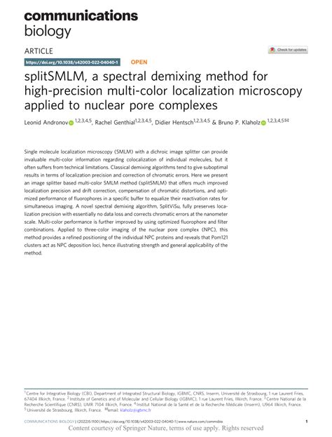 PDF SplitSMLM A Spectral Demixing Method For High Precision Multi Color Localization