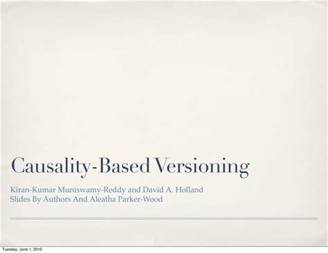 Causality Based Versioning Ppt
