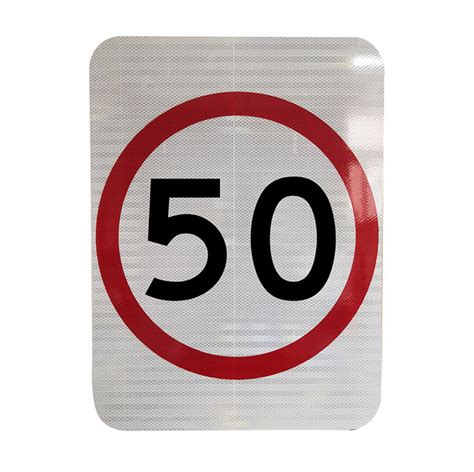 50km Speed Restriction Sign 450mm X 600mm Class 1 Reflective