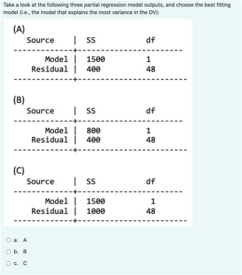 Solved Take A Look At The Following Three Partial Regression
