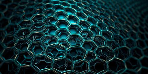 Nanotechnology Structure Of Hexagonal Nano Material Macro Abstract Futuristic Network Of