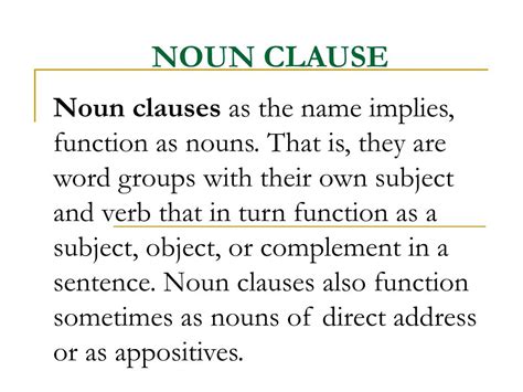 Ppt Noun Clause Powerpoint Presentation Free Download Id5315294