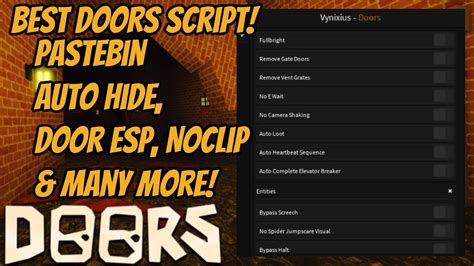 [new] Roblox Doors Gui Script Auto Hide Walkspeed Door Esp Noclip