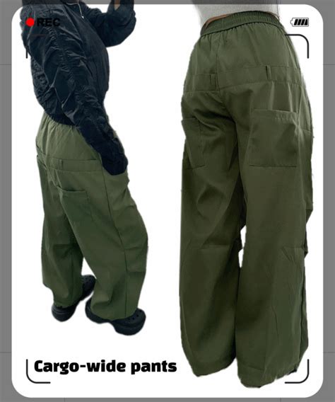 [밑단스트링 가을신상] 하이웨스트 카고 와이드 팬츠 에이블리