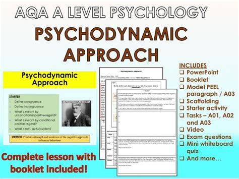 Approaches In Psychology Psychodynamic Approach Booklet Included