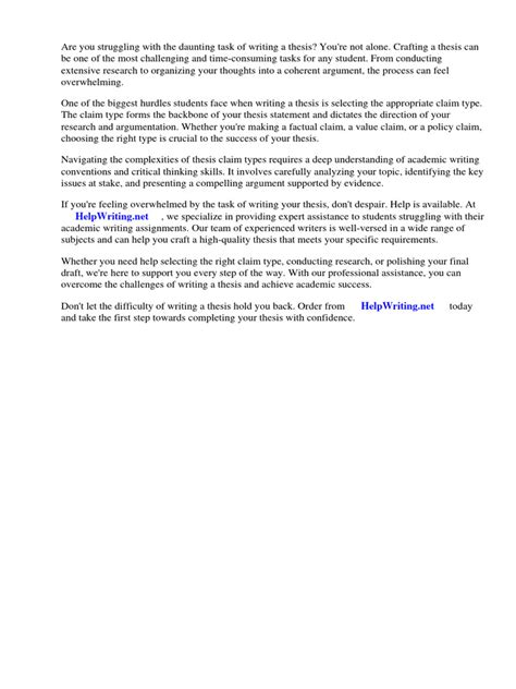 Thesis Claim Types Pdf Essays Thesis