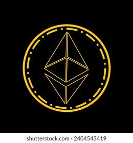 Eth Symbol Gold Lines On Black Stock Vector Royalty Free Shutterstock
