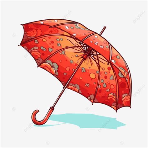 Umbrella Clipart Red Umbrella With A Decorative Pattern Cartoon Vector
