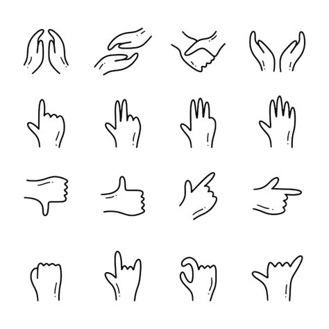 Premium Vector Illustration Of Hands Gesture Set In Thin Line Icon