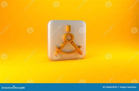 Gold Drawing Compass Icon Isolated On Yellow Background Compasses Sign