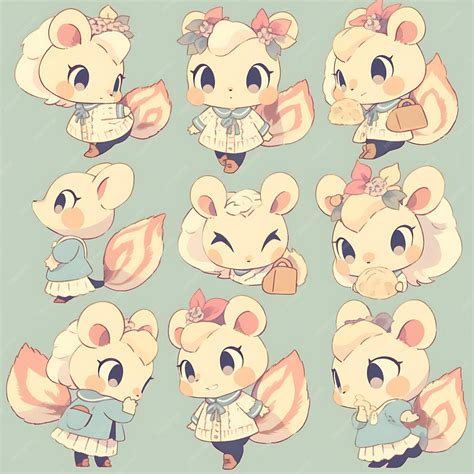 Premium Photo Colorful Female Squirrel Chibi Kawaii Scandinavian Fashion Concept Co Cute