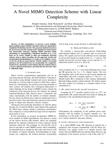 pdf a novel mimo detection scheme with linear complexity