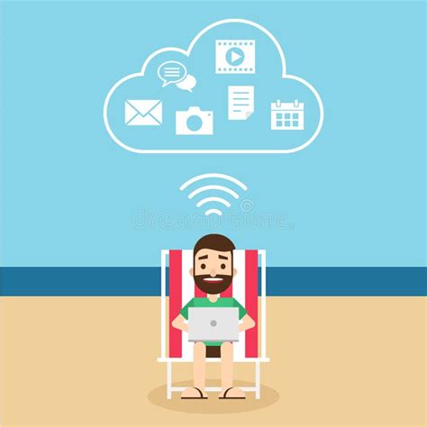 Cloud Computing Technology Connection Concept Flat Design Stock Vector