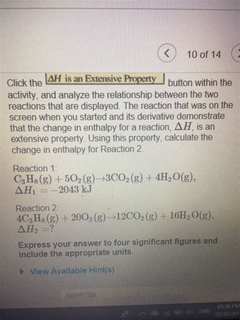solved 10 of 14 ah is an extensive property button within