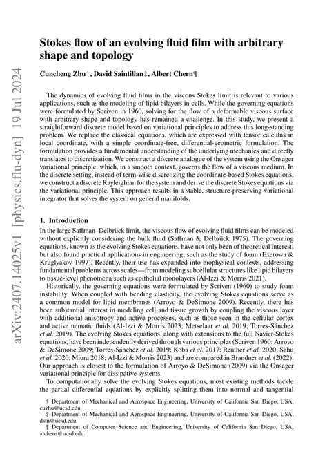 Pdf Stokes Flow Of An Evolving Fluid Film With Arbitrary Shape And Topology